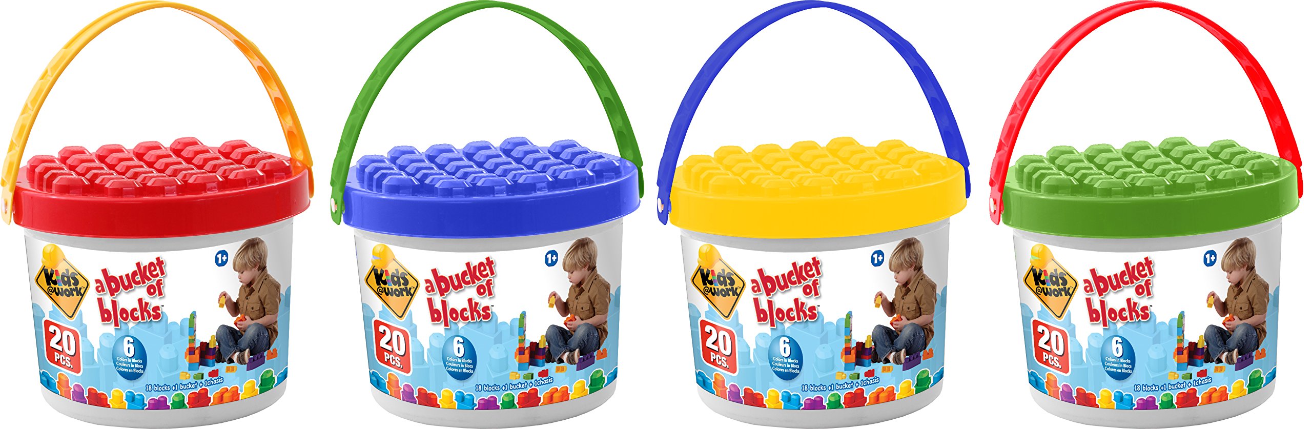 Kids@Work Bucket of Blocks, 20 Building Blocks with Storage Bucket