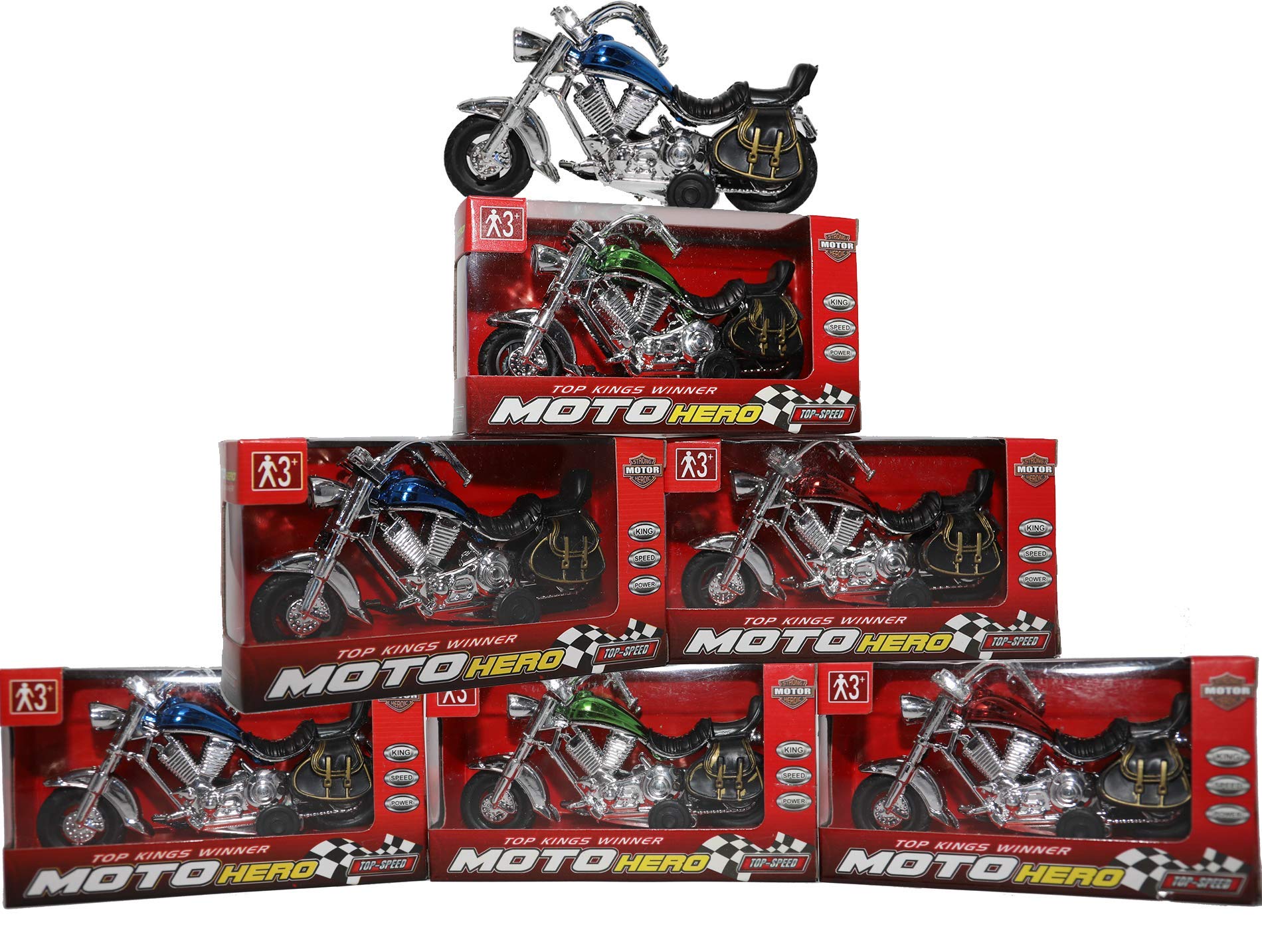 Pull-Back Motorcycle Toys for Boys & Girls | Fast and Fun Motorbike Toy Party Favors (6 Pack)