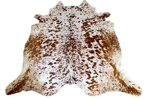 DECIMAL Cowhides 100% Genuine Cowhide Rug-Modern Style Skin Print Floor Carpet for Living Room,Bedroom,Kitchen-Washable Decor Mat,Home Decorations (Brown & White, 5X4 FT)
