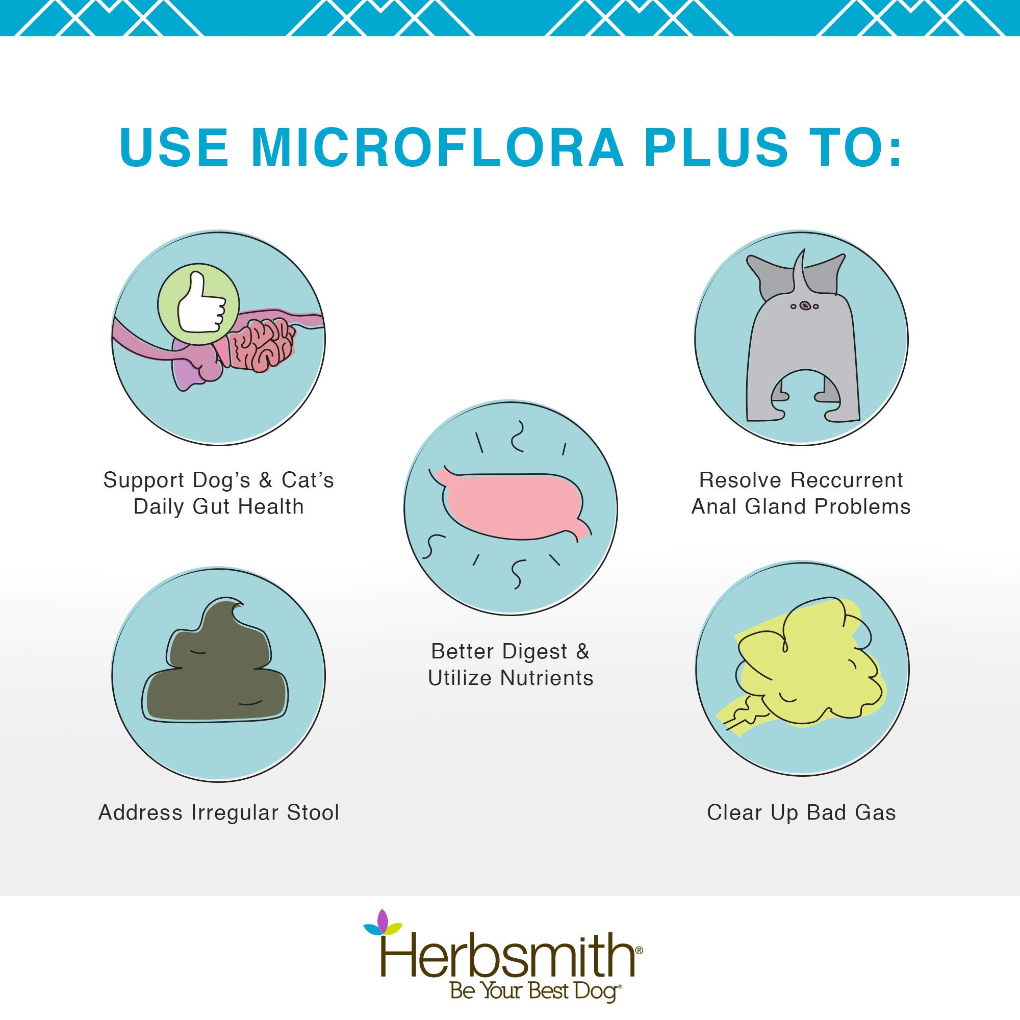 Herbsmith Microflora Plus – 4-in-1 Complete Cat Digestive Aid – Cat Prebiotics and Probiotics – Cat Probiotics for Diarrhea - 30 Capsules