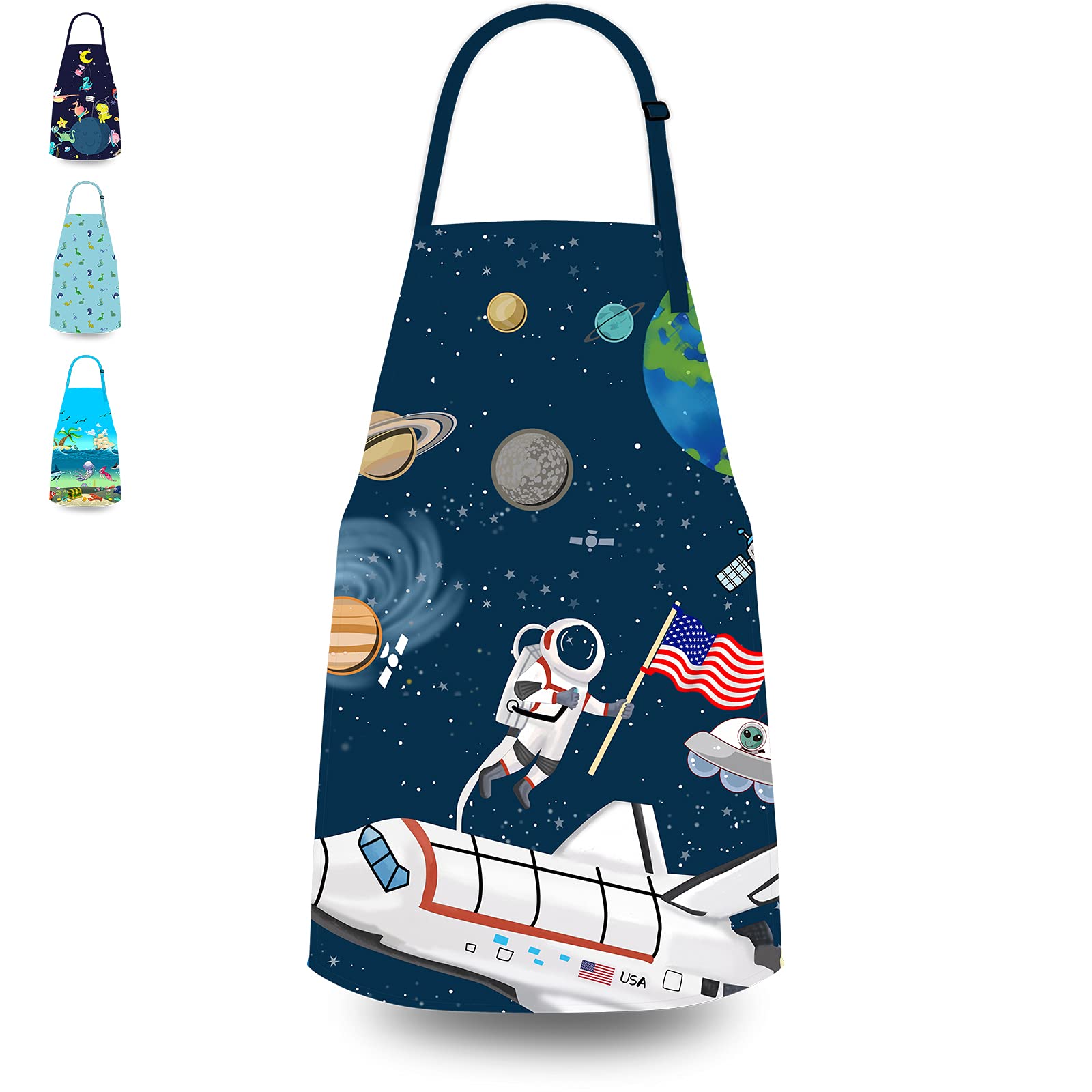 DEABOLAR Kids Apron for Boys, Unisex Apron With Adjustable Neck strap, Kitchen Bib Apron for Cooking Painting Baking