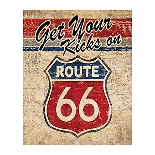 Get Your Kicks- Garage Wall Art, This Beautiful Vintage Sign Wall Art Print Is Ideal For Home, Office Decor, Man Cave, Bar, Garage, Dorm's, Great Gift for Man, Perfect for Car Lovers, Unframed- 8x10