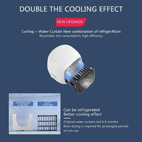 Portable Air Conditioner,Upgraded 4 in 1 Personal, Continuously Viable, USB Desk Evaporative Air Cooler for Home,Bedroom, Office,Camping and Dorm | Easy Installation and Rechargeable