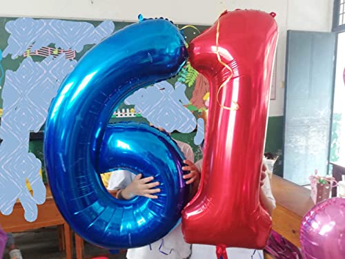Blue 2 Balloons,40 Inch Birthday Foil Balloon Party Decorations Supplies Helium Mylar Digital Balloons (Blue Number 2)