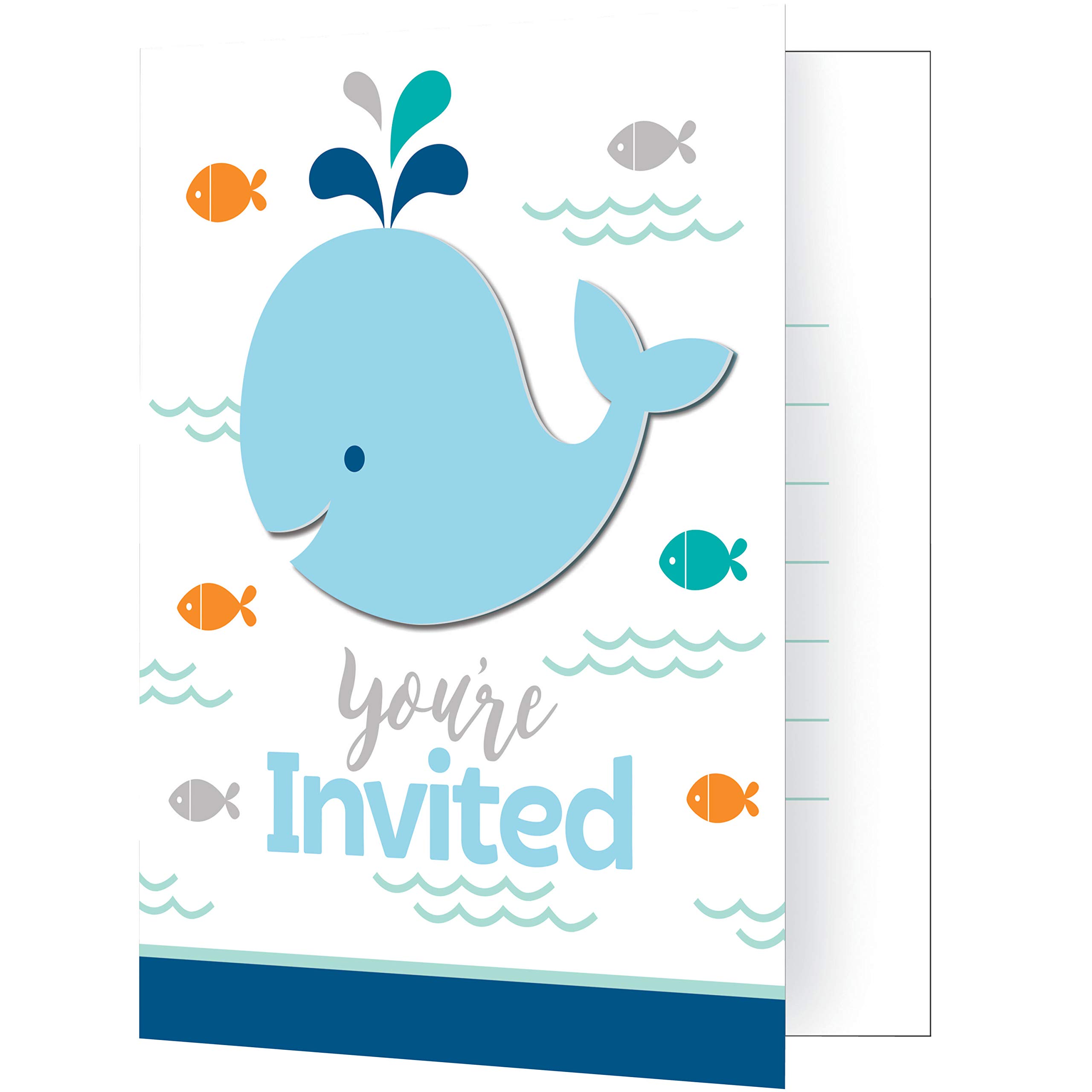 Blue Baby Whale Invitations, 24 ct