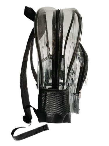 FENZA Clear School Bagpack Stadium Approved Waterproof for Concert Work Sport Event Heavy Duty PVC Transparent, Reinforced Straps & Front Accessory Pocket - Perfect for Security, & Sporting Events