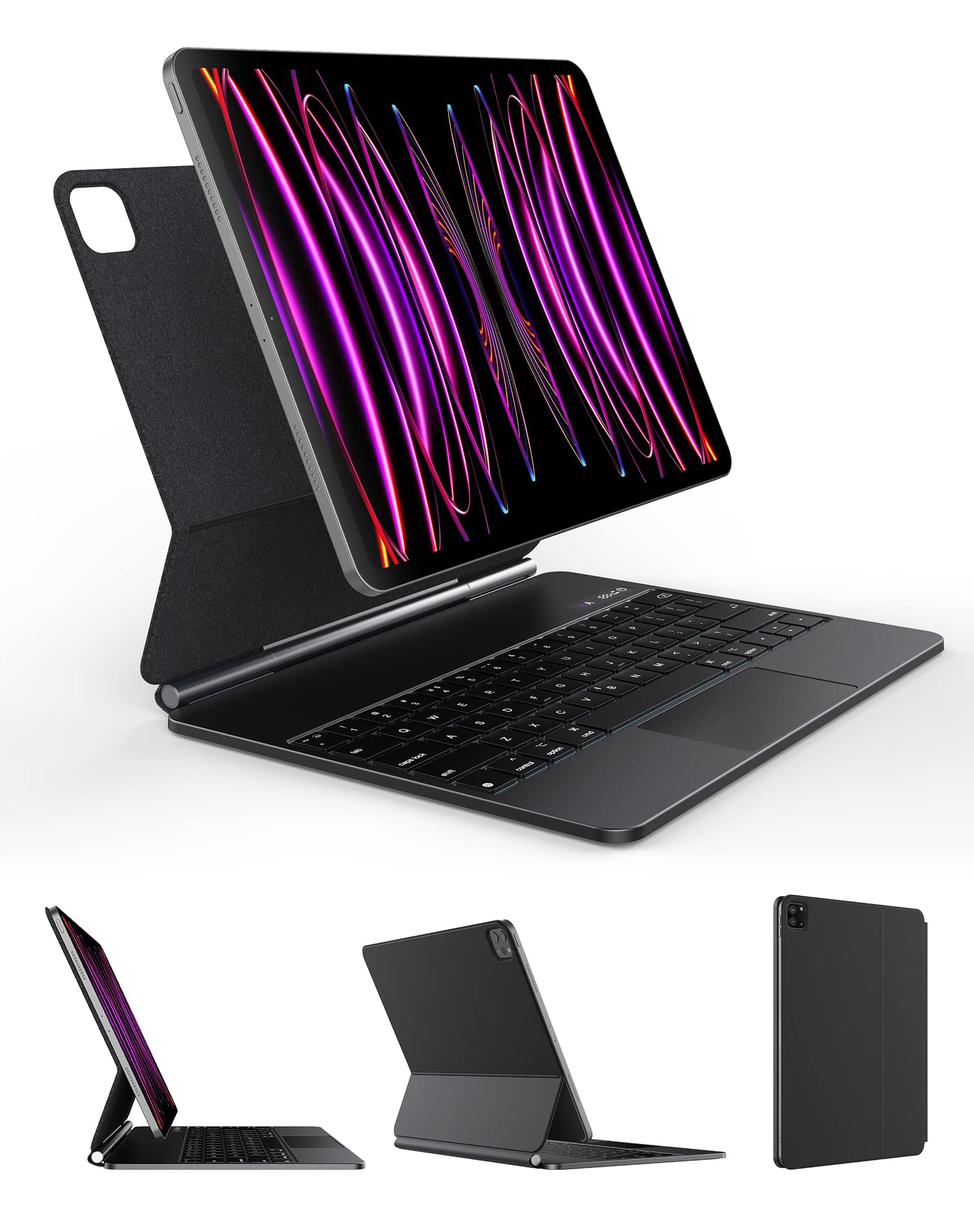 DBFNIA Magnetic Keyboard Case Compatible with iPad Pro 12.9 6th Generation 2022, [Smart Wake-up][Sensitive Touch] Wireless Keyboard Touchpad Cover with Pen Holder for iPad Pro 12.9 5/4 Gen, White