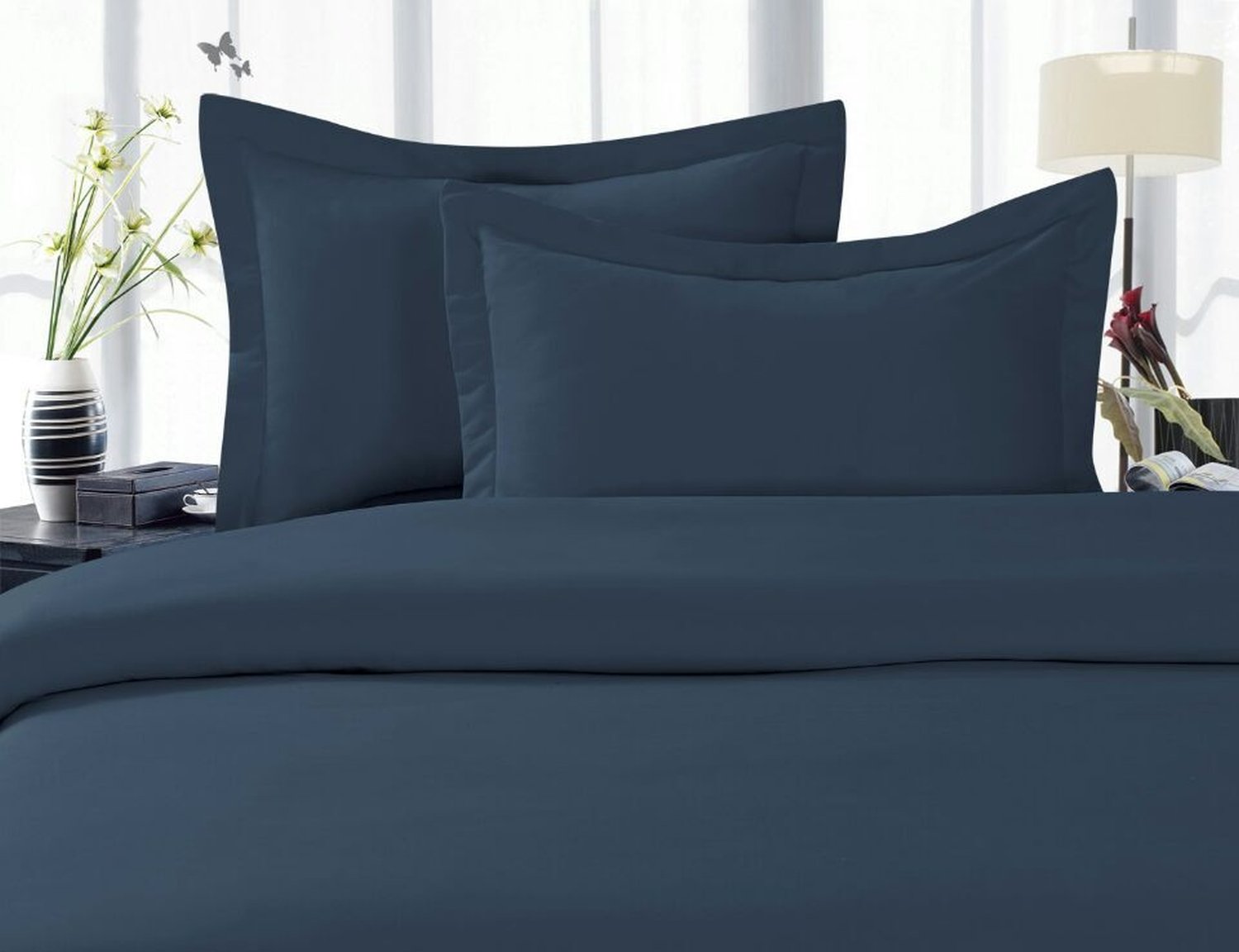 Elegant Comfort 1500 Premium Hotel Quality Egyptian Quality 2 Piece Wrinkle Free and Fade Resistant Luxurious Duvet Cover Set, Twin/Twin X-Large, Navy Blue
