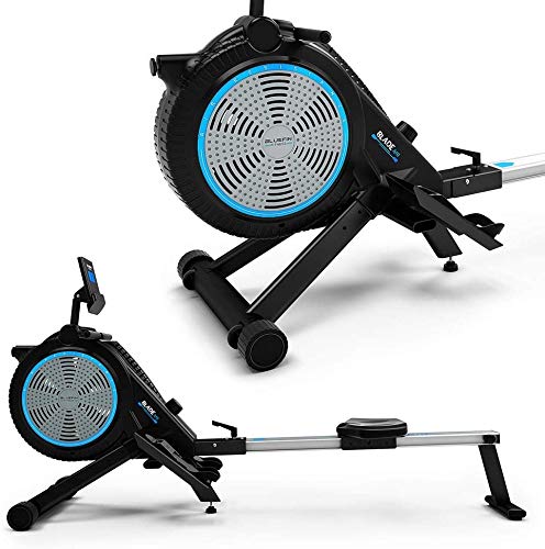 Bluefin Fitness Blade Air Rowing Machine | Home Use Foldable | Dual Magnetic + Air Resistance Rower | Kinomap | Live Video Streaming | Video Coaching & Training | LCD Digital Console | Smartphone App