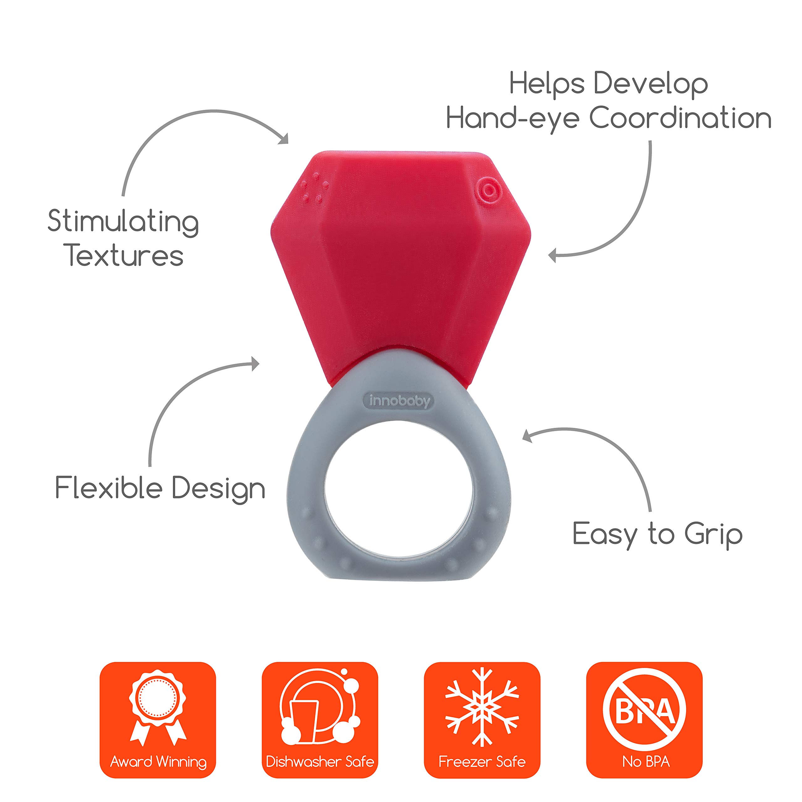 Innobaby TEETHIN' Smart Birthstone Ring TEETHER - January (Garnet)