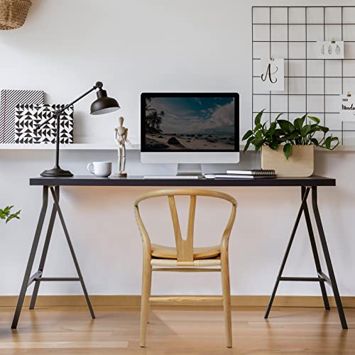 Forsho Wishbone Chair with PU Soft Seat Cushion,Mid-Century Solid Wood Y Back Weave Dining Chair(Ash Wood - Walnut + Cushion)