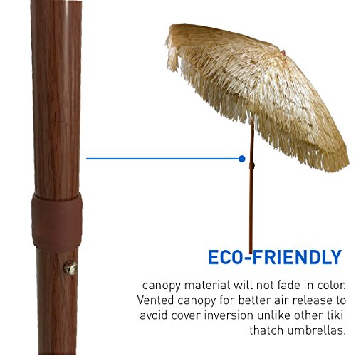 EasyGo 6.5' Thatch Patio Tiki Umbrella Tropical Palapa Raffia Tiki Hut Hawaiian Hula Beach Umbrella - BEST SELLING