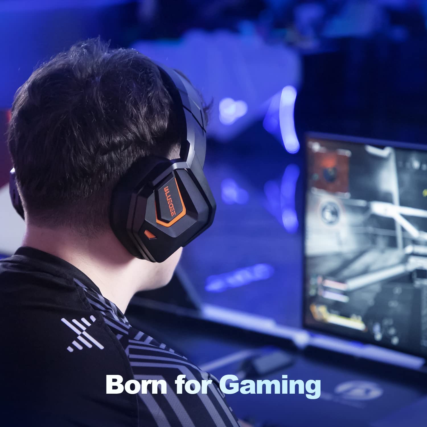 Bluedee Gaming Headsets for PS5 PS4 Xbox Switch, Noise Cancelling Over Ear Headphones with Mic, Bass Surround, Soft Memory Earmuffs for Laptop PC Mac
