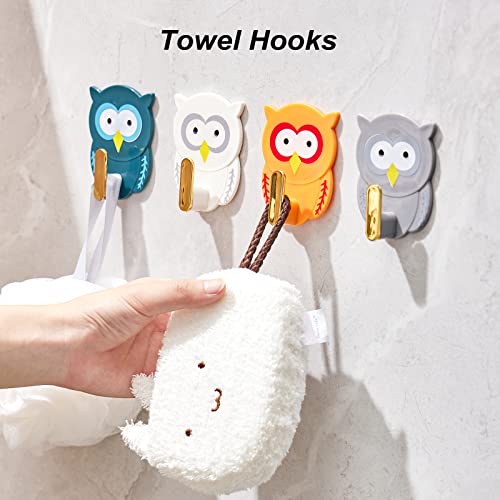 ESPETIO Hooks for Hanging, Wall Hooks for Keys Towels Purses Hats Caps Scarves, Decorative Hook for Bathroom Door Kitchen Shower Room Office Desktop Organizer - 4PCS(Grey Blue)