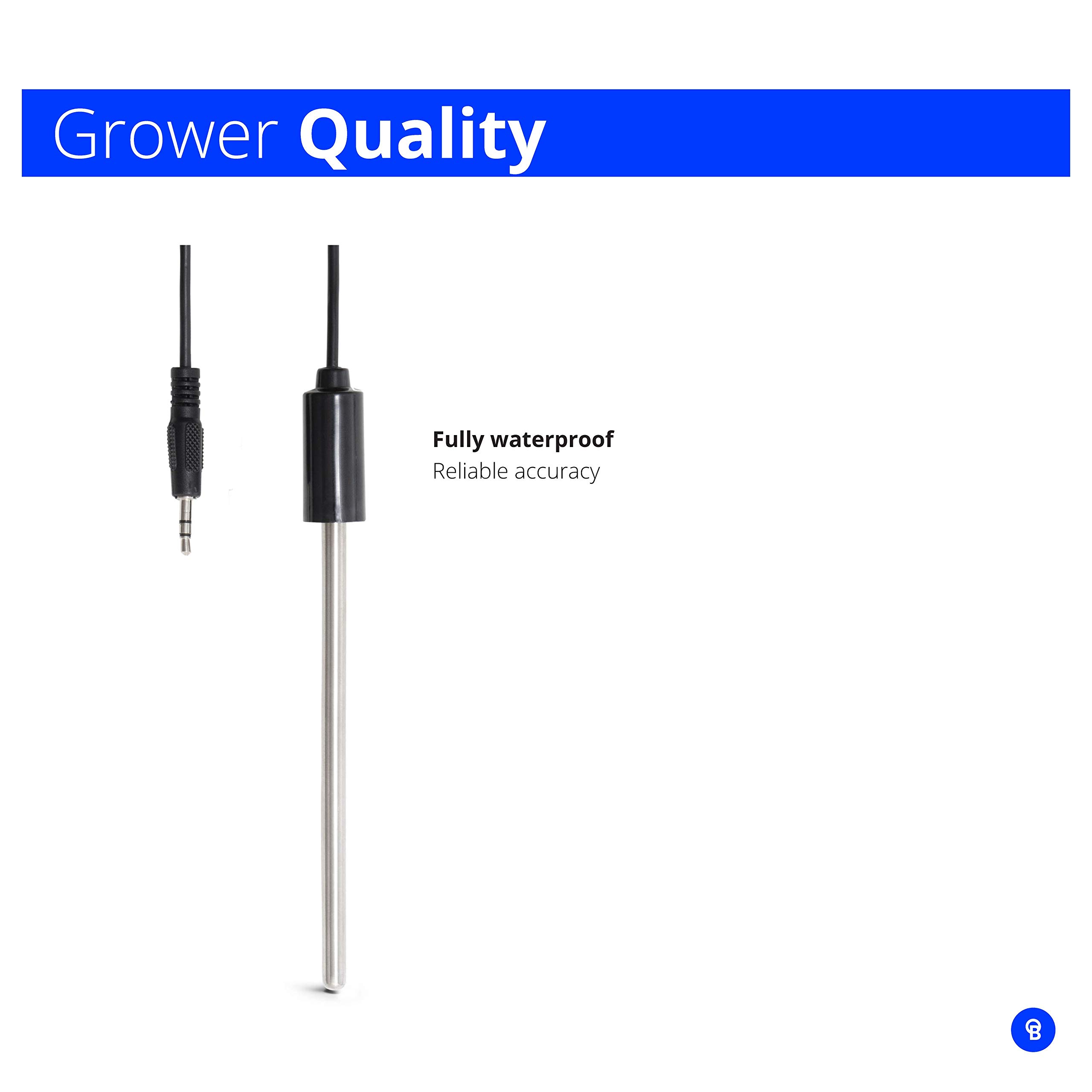 Bluelab PROBTEMP Temperature Probe in Water, Replacement for ATC Adjustments (used with Bluelab Controllers), No Calibration, Tool for Hydroponic System and Indoor Plant Grow