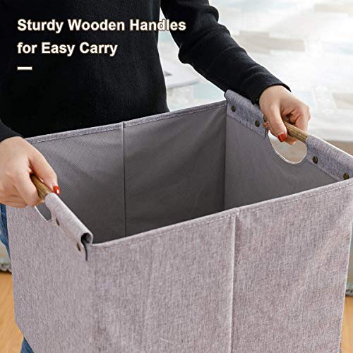 CAMEL CROWN Collapsible Storage Basket Organizer Bins Handles Box Accessories Laundry Cube for Home Office Nursery Kids (Grey-03, 1)