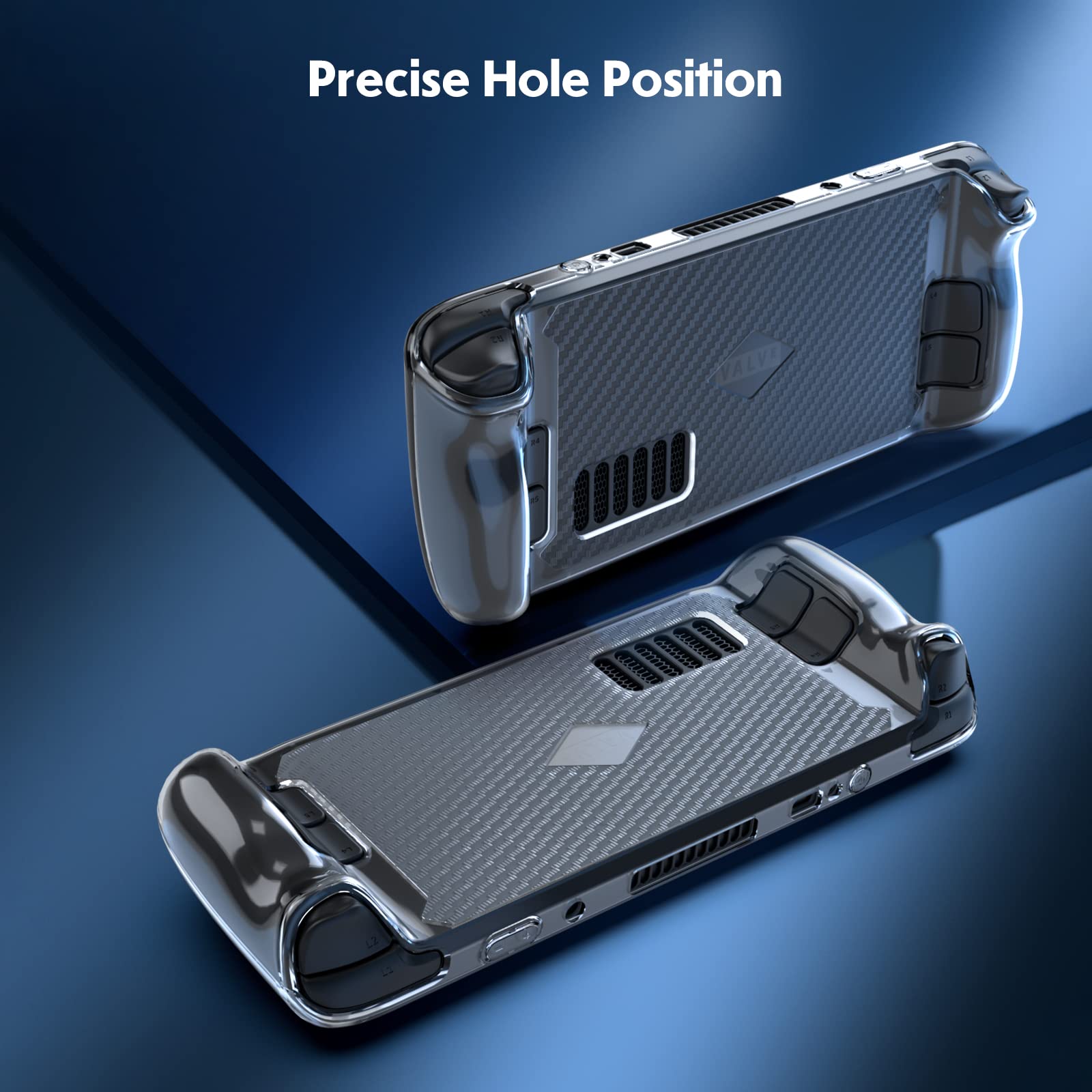 Case for Steam Deck, SENQAO Clear Case for Steam Deck, TPU Cover Protector with Full Protection, Shock-Absorption, Non-Slip Anti-Scratch Ergonomic Design, Soft Case Steam Desk Accessories