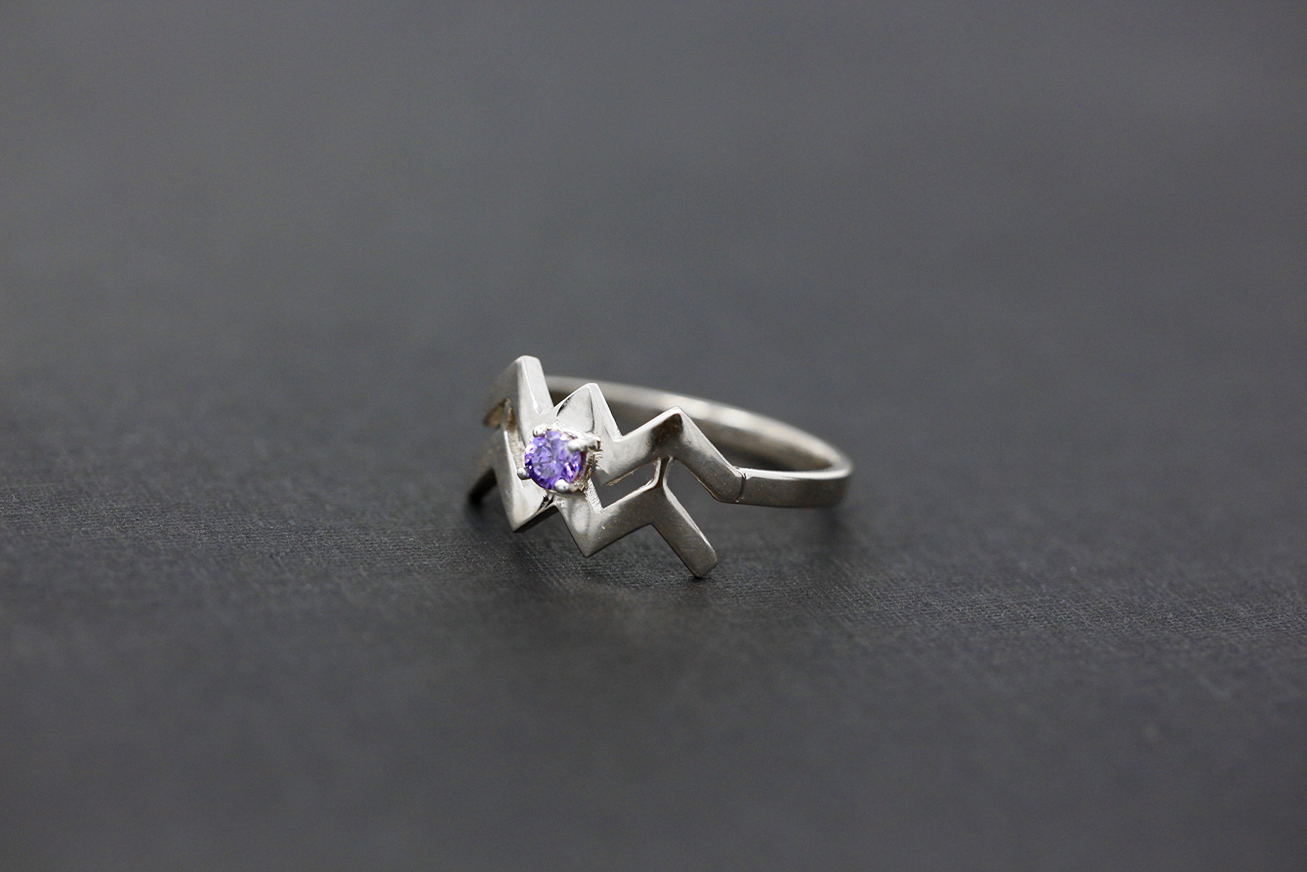CaliRoseJewelry Sterling Silver Aquarius Zodiac Ring for Women with February Birthstone (Size 4.5)