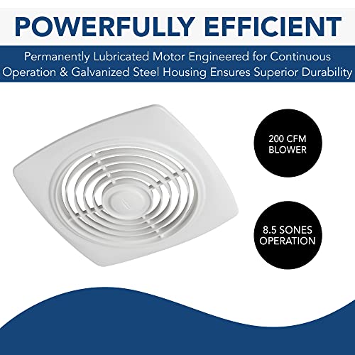 Broan-NuTone 673 Vertical Discharge Utility Fan, 6-Inch 60 CFM 4.5 Sones, White Plastic Grille