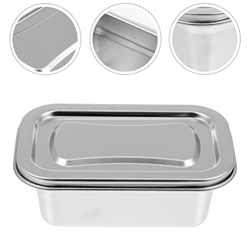 Hemoton Reusable Ice Cream Storage Containers with Lids Stainless Steel Food Keeper Freezer Box Insulated Ice Cream Tub for Refrigerator Home Made Ice Cream