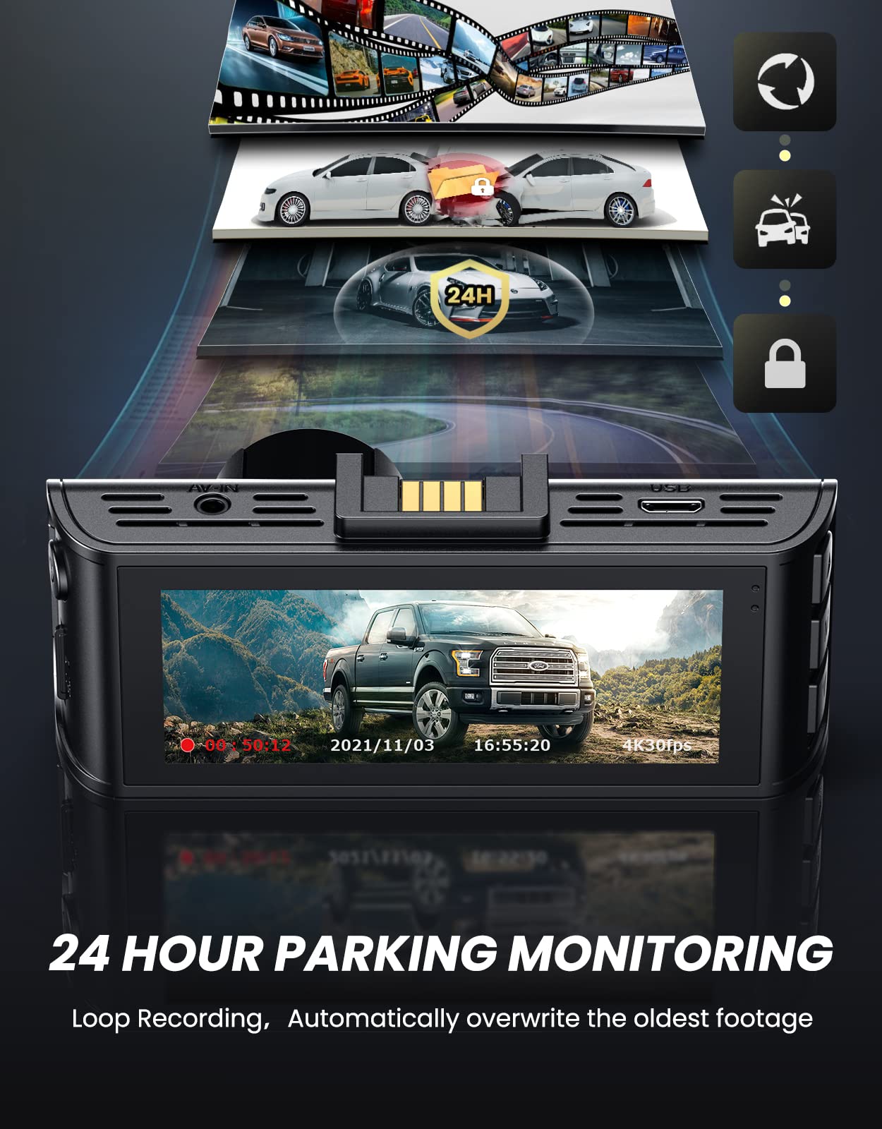 Blueskysea 4K Dual Dashcam, Front Rear Dash Camera Built-in GPS WiFi, Front 4K and Rear 1080P Dual Car Camera,3.16" Display,150° Wide Angle Car Camera with Sony-STARVIS Sensor
