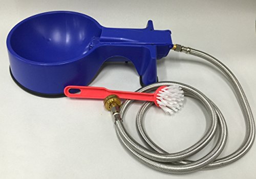 The Easy-Clean Auto-Fill Water Bowl with (5-Foot) Long Stainless Steel Hose, 32 ounces,Blue