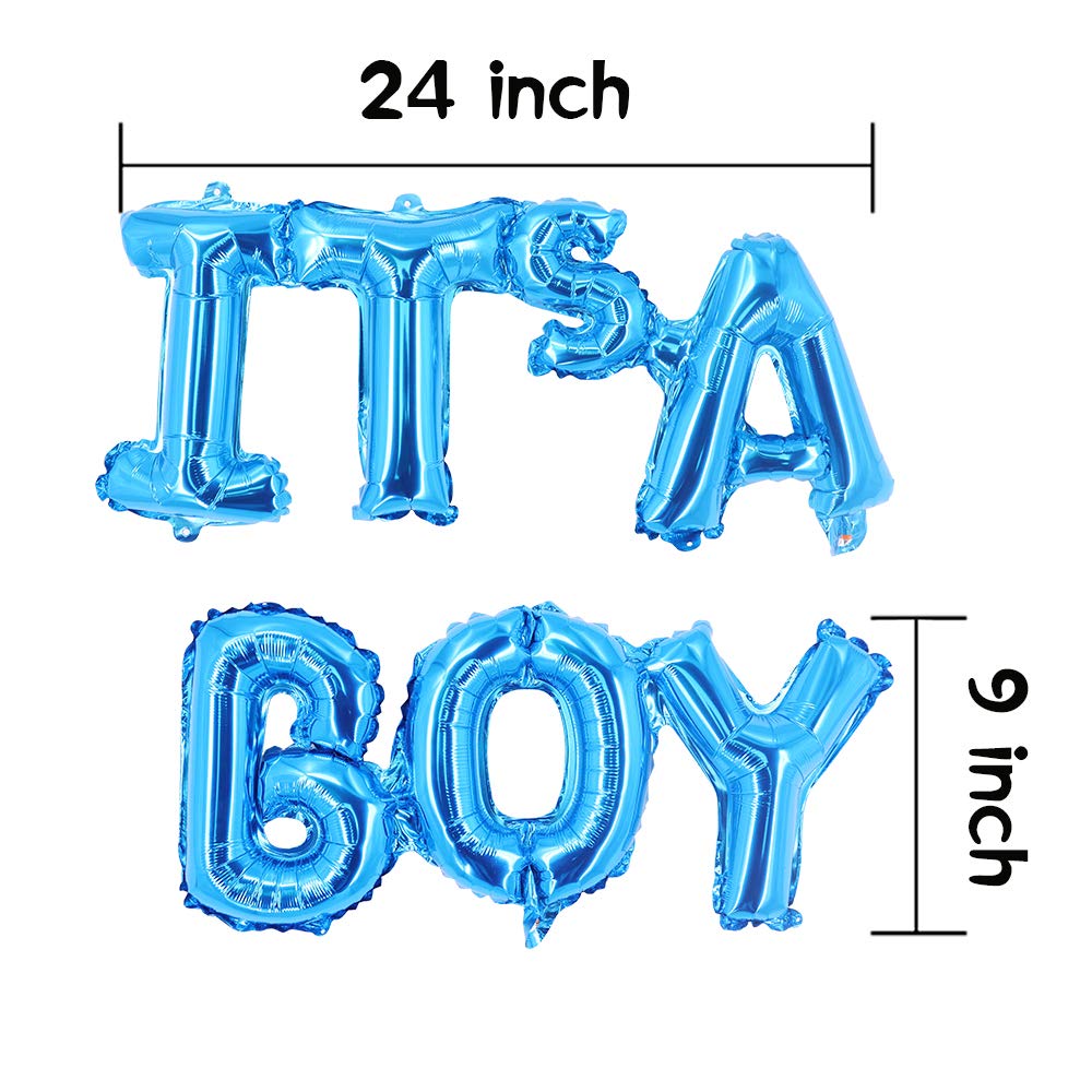 Blue Metallic Fringe Curtains & It's A Boy Foil Balloon Kit- Baby Shower Decorations Blue Wall Decoration Pastel Blue Photo Prop Backdrop Boys Birthday Party (Blue, Pack of 2)