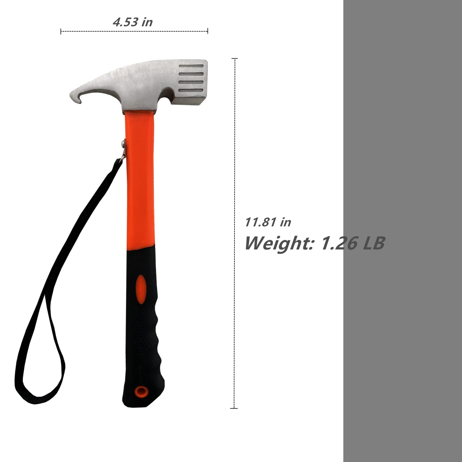 BUYFUNNY Camping Hammer with Hook,Heavy Duty Tent Stake Hammer,Tent Hammer with Tent Stake Remover