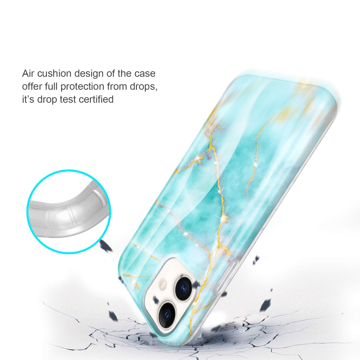 CAOUME Compatible with iPhone 11 Case (2019 Release) Holographic Geometric Marble Design Purple Blue Protective Stylish Cases for Apple Phone(6.1") Cover with Silicone Bumper Defender Camera