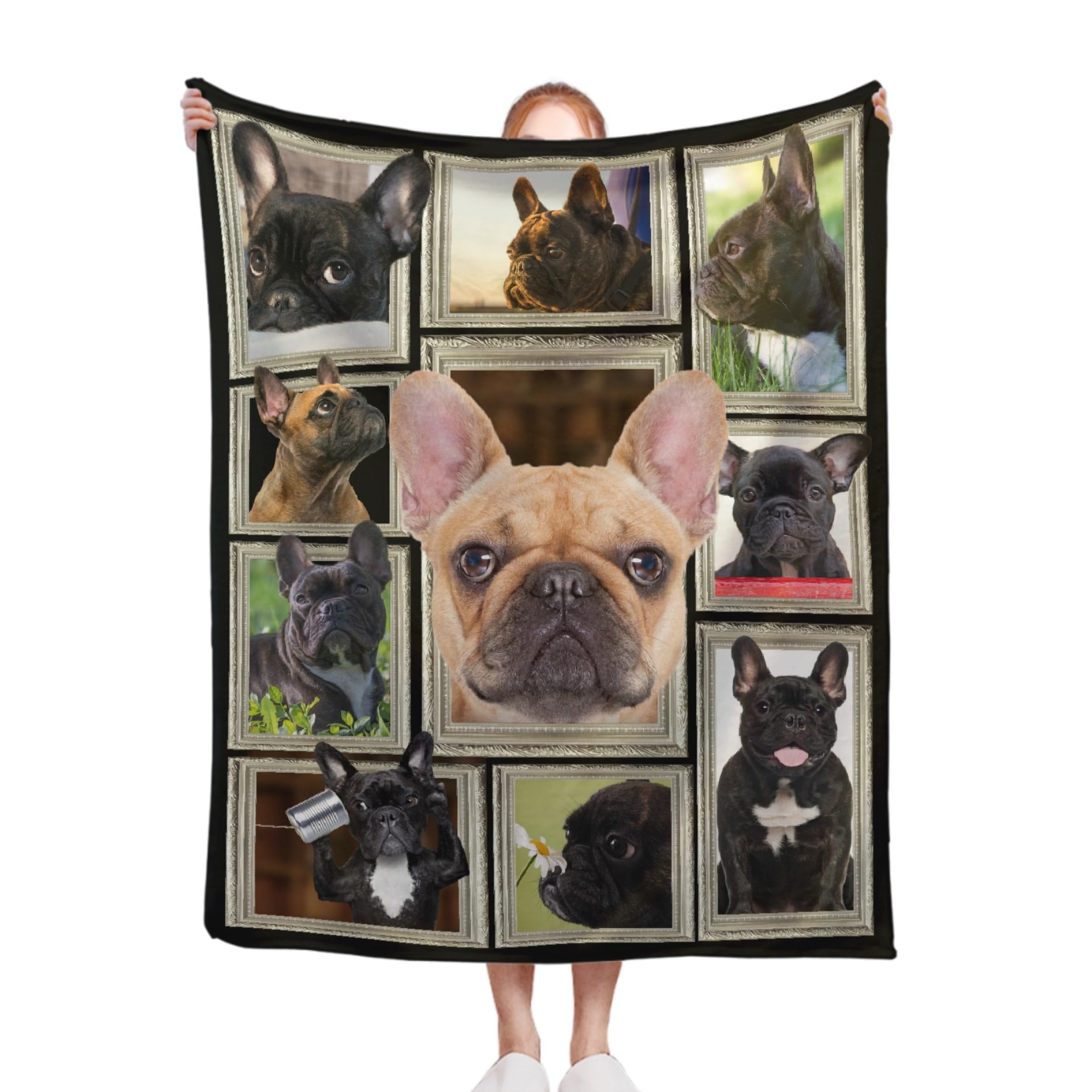 Dog Blanket French Bulldog Throw Blankets Throws Gift for Boy Girl Kid Lover Soft Cozy Warm Plush Fuzzy Lightweight Fleece Flannel Novelty Quilt for Couch Travel 50 x 40 Inch for Kids
