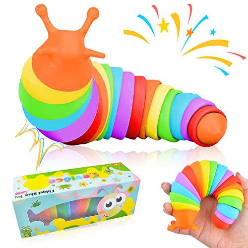 Cevioce Fidget Slug Toy, Sensory Slug Fidget Toy for Kids & Adults, 1 PC Cute Autism Sensory Toys for Autistic Children|Great Birthday Gift for Girls Boys - Easter Basket Stuffers for Toddlers Kids