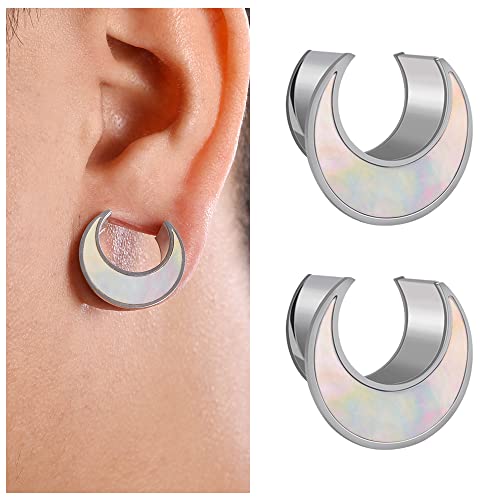 COOEAR Stainless Steel Ear Gauges Moon Shape and Leaf Shape Two Style of Piercing Flared Expander Stretchers
