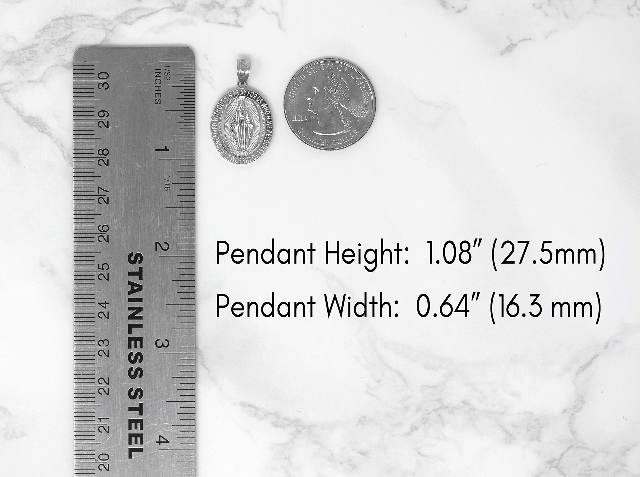 CaliRoseJewelry Sterling Silver Saint Mary Pray for Us Oval Charm Pendant