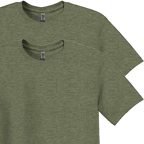Gildan Adult Softstyle Cotton T-Shirt, Style G64000, Multipack, Heather Military (2-Pack), X-Large