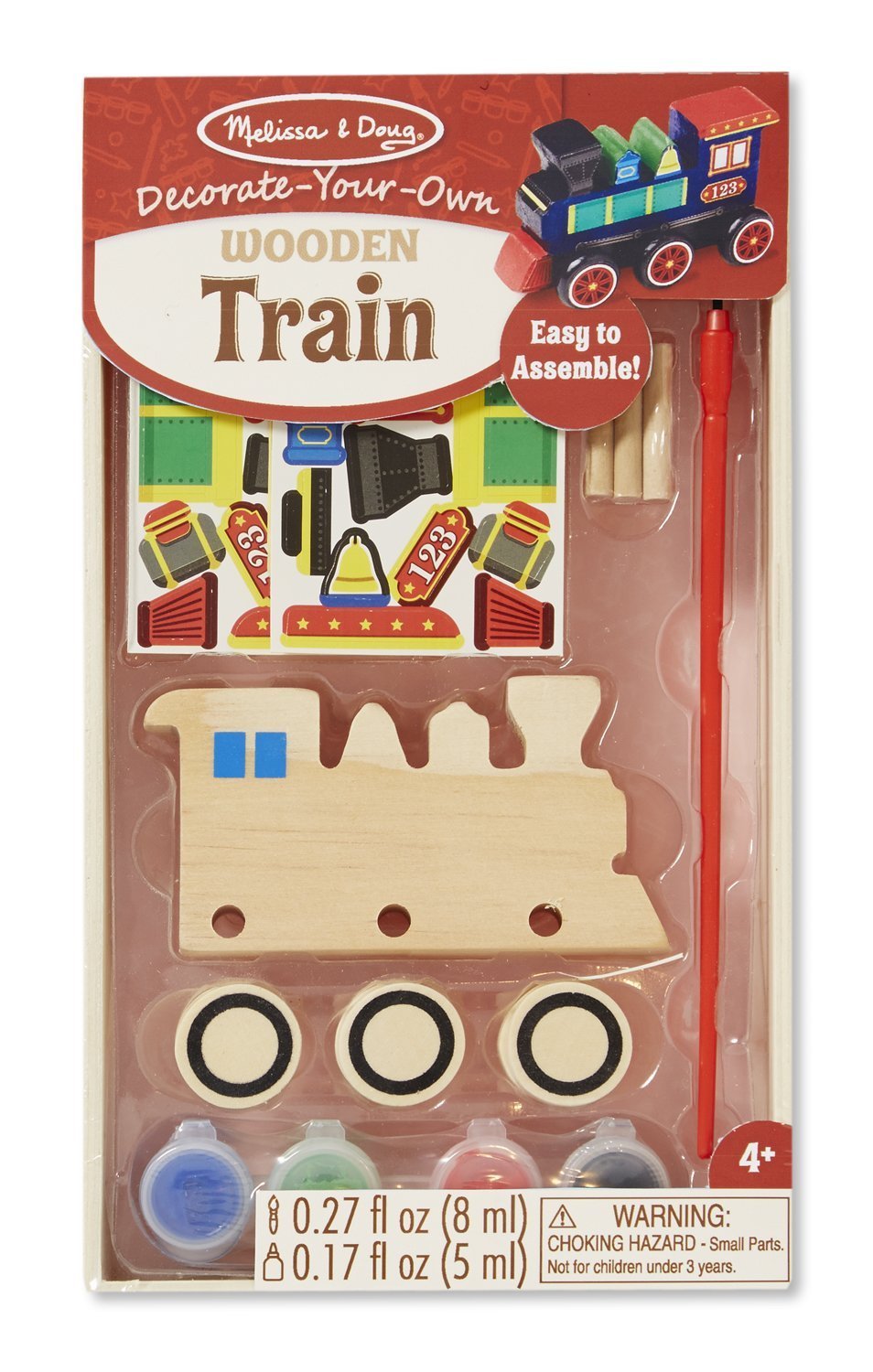Melissa & Doug Wooden Train Decorate-Your-Own Kit + Free Scratch Art Mini-Pad Bundle [88466]
