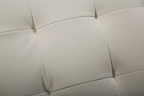 Velago ATTALENS White Modern Convertible Sectional Sofa | Leather Sleeper Queen Size | Reversible Chaise Lounge | Contemporary Living Room Furniture, 116"