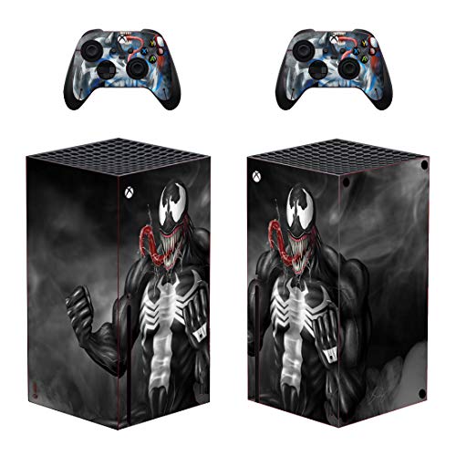 Black Spider Man Stickers Decals Skin for X-box-One-Series X, Cover Protector Wrap Durable Full Set Protection Faceplate Console by KAJAL MANI