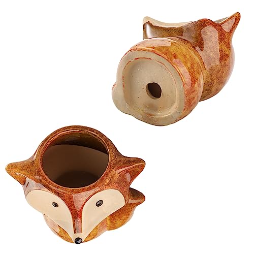 Dicunoy 6 Pack Mini Animal Succulent Planters, 3.5" Ceramic Fox Flower Pots with Drainage Hole, Cute Cactus Planter for Indoor Plants, Home, Office, Window Decoration