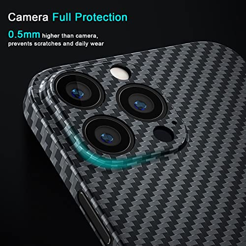 memumi ๐ฎ๐ฌ๐ฎ๐ฎ ๐๐๐ Real Carbon Fiber Case for iPhone 13 Pro Max, Sturdy Durable Carbon 0.5 mm Thin Cover for iPhone 13 Pro Max Aramid Fiber Skin Case with Military-Grade Drop Protection Black