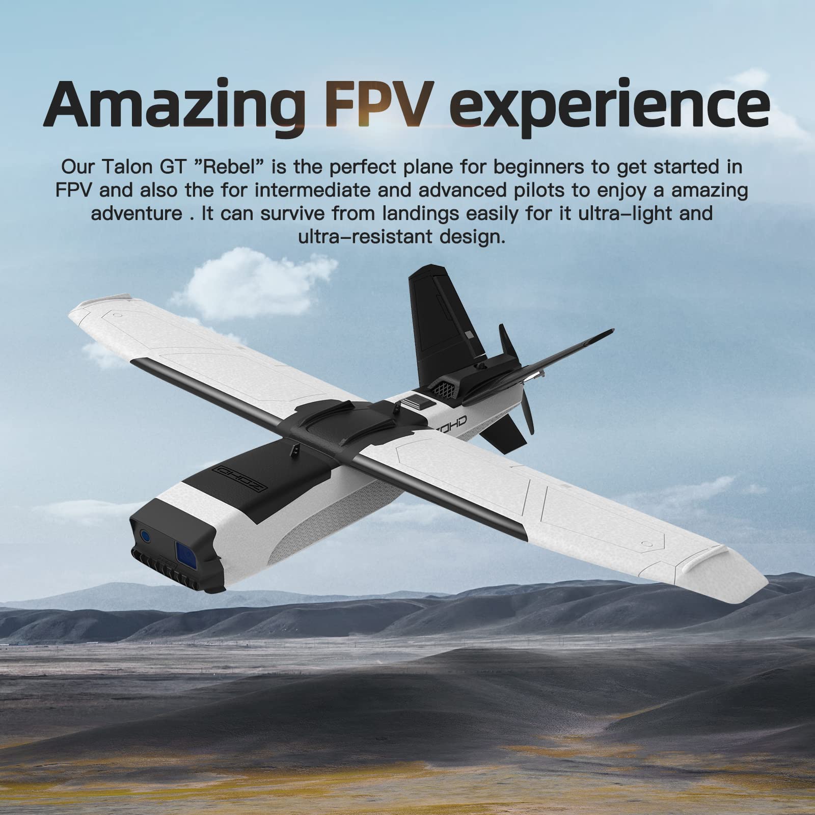 Buddy RC ZOHD Talon GT Rebel FPV Airplane, V-Tail BEPP FPV Aircraft RC Airplane for Adults with 1000MM Wingspan, Easy Controlled RC Plane for The Beginners (KIT Version,White)