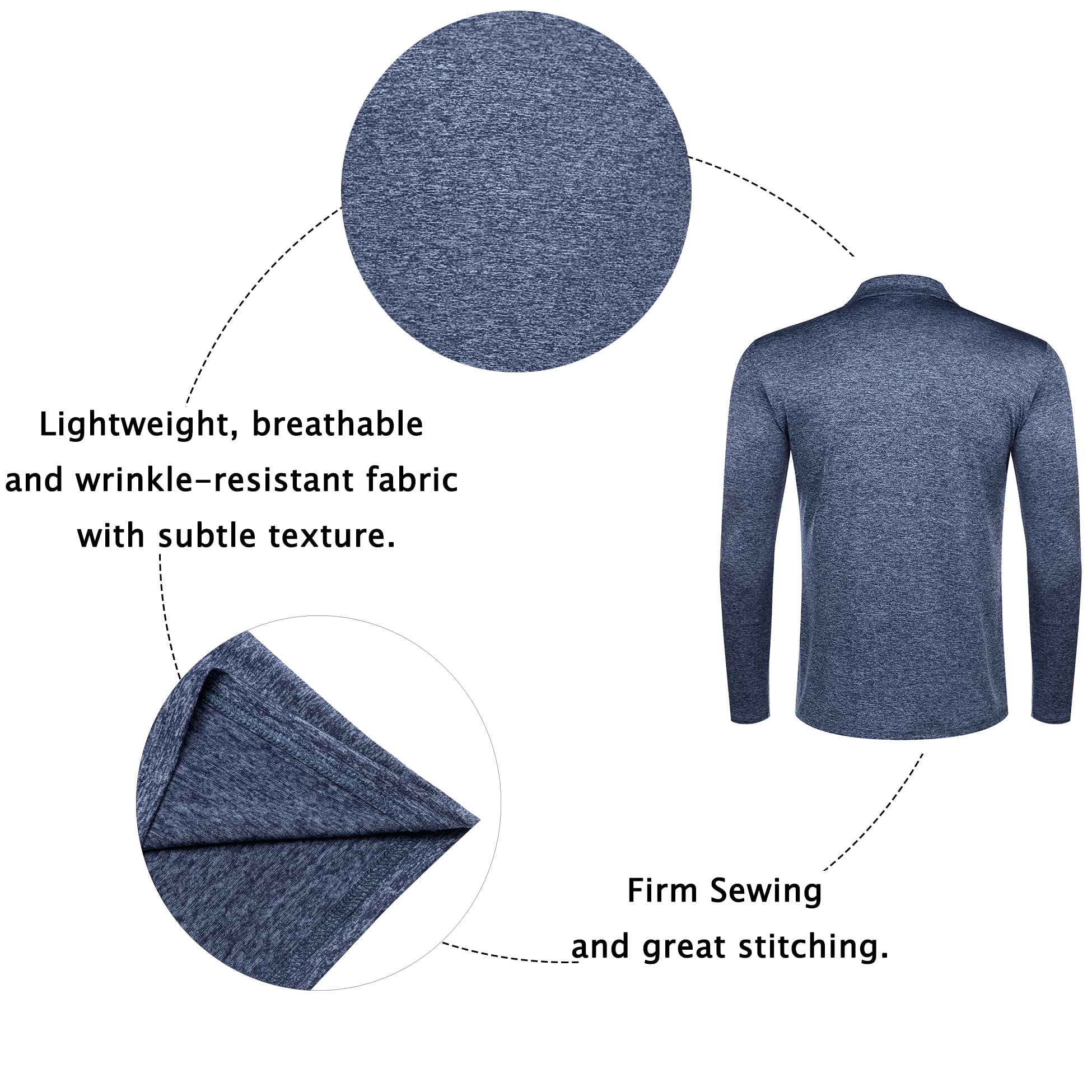COOFANDY Men's Polo Shirt Quick Dry Long Sleeve Golf Polo Shirts Jersey Golf Shirt