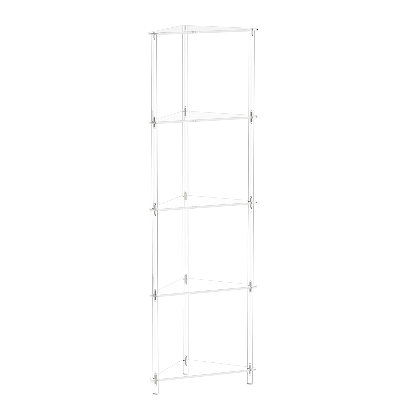 Elgaf Acrylic 5-Tier Corner Shelf Stand - 11.7'' W Corner Display Shelves Storage Shelf for Collectibles, Plants, Books, 11.7ββ D x 11.7'' W x 53.3'' H, Triangle, Clear