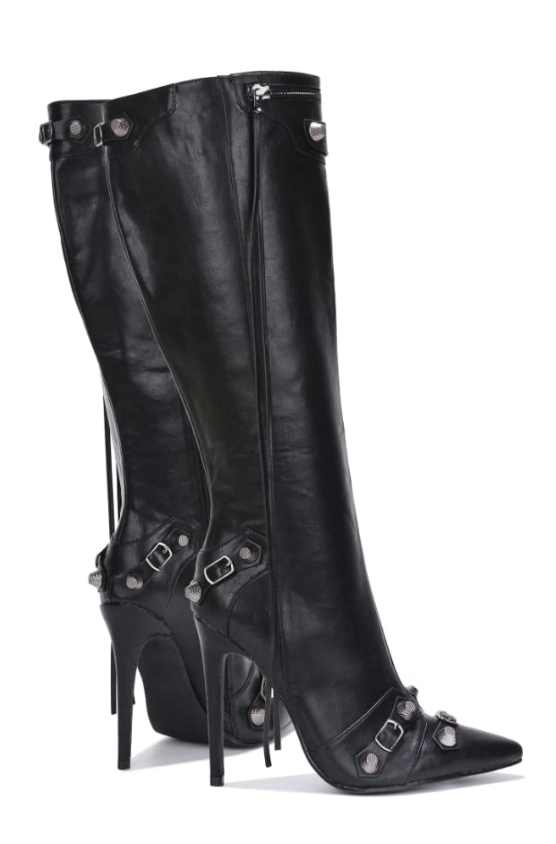 Cape Robbin Women Knee High Boot with Tassel Zipper POFIN - BLACK 11