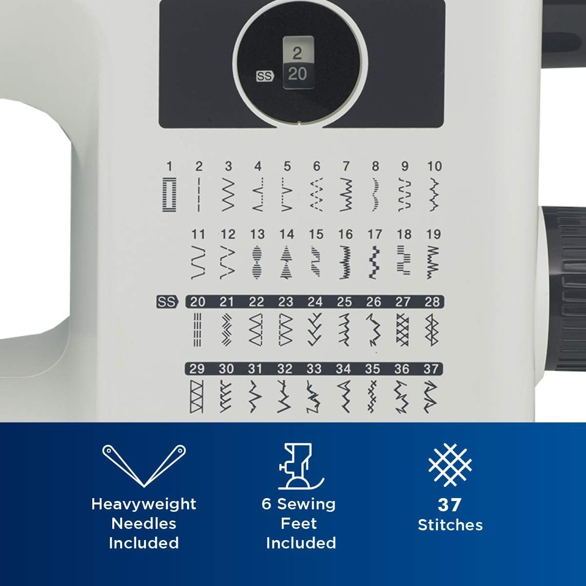 Brother Strong Tough ST 371HD Heavy-Duty Sewing Machine with 37 Built-in Stitches,6 Included Sewing Feet, Free Arm Option