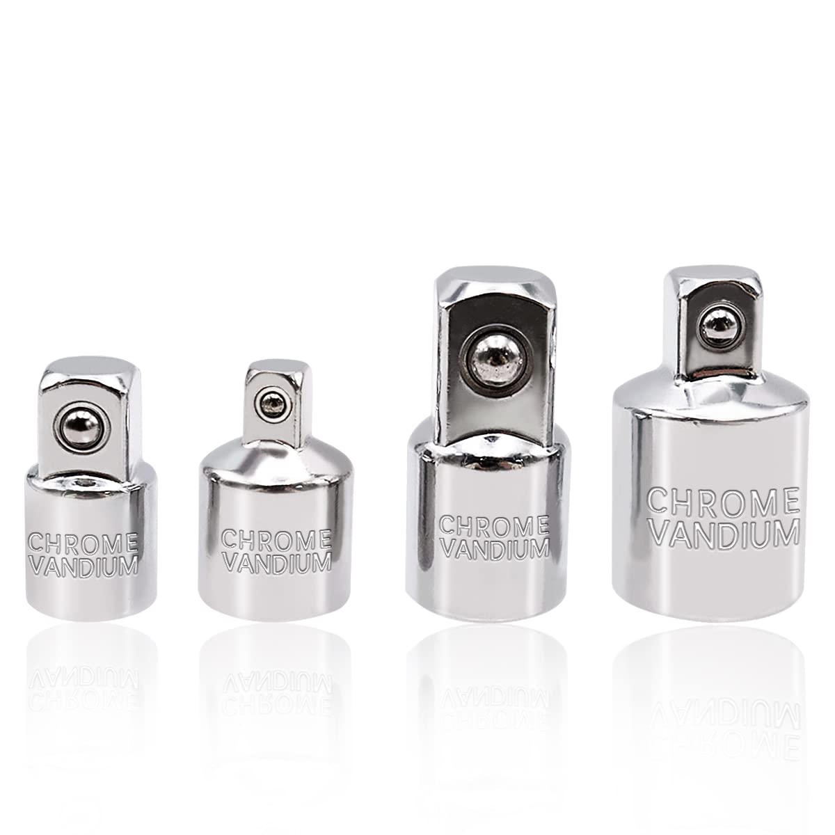 Dianrui 4PCS Sliver Socket Adapter Set,1/4" x 3/8", 3/8" x 1/4", 3/8" x 1/2", 1/2" x 3/8" Square Ratchet Socket Adapter/Reducer Converter Sets Kit For Car and Construction Work K-009