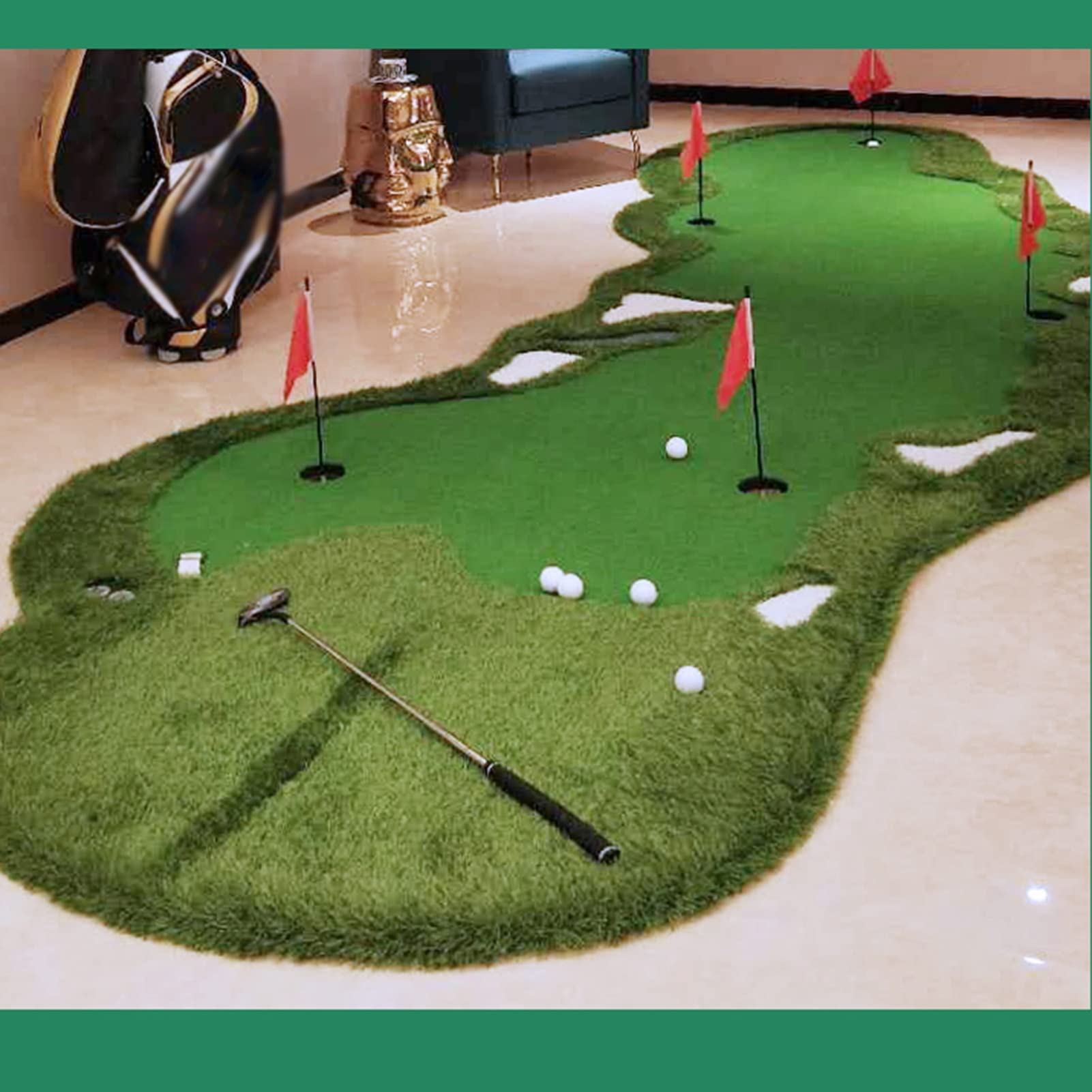 cghhome Golf Practice Blanket, 1 * 3M Fast Grass Slope Training Blanket, Home Chipping Practice Machine Mini Green, Professional Golf Training Equipment