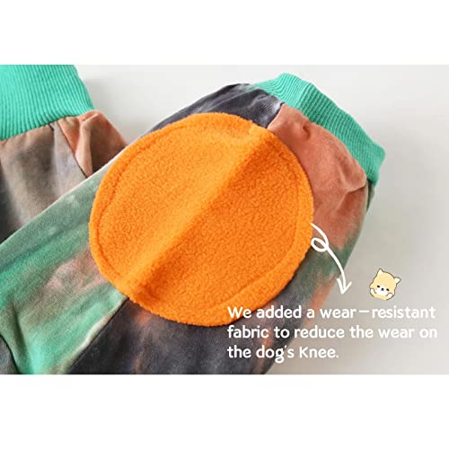 PriPre Dog T Shirt Striped Tie Dye Dog Clothes for Large Dogs Breathable Stretchy Cotton Clothes Dog Pajamas (GreenOrange, Medium)