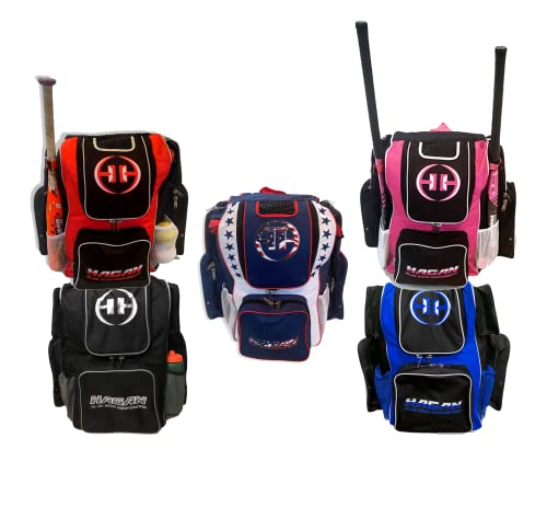 Hagan H-3.0 Multi-Sport Backpack Bag, Hockey, Baseball, Softball, lacrosse, field hockey - Large (Black)