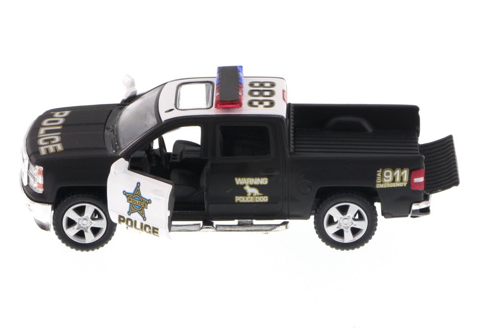 KiNSMART 2014 Chevrolet Silverado LTZ Crew Cab 4x4 1:46 Scale 5 Inch Diecast Metal Model Pick-up Interceptor Truck Police K9 Unit