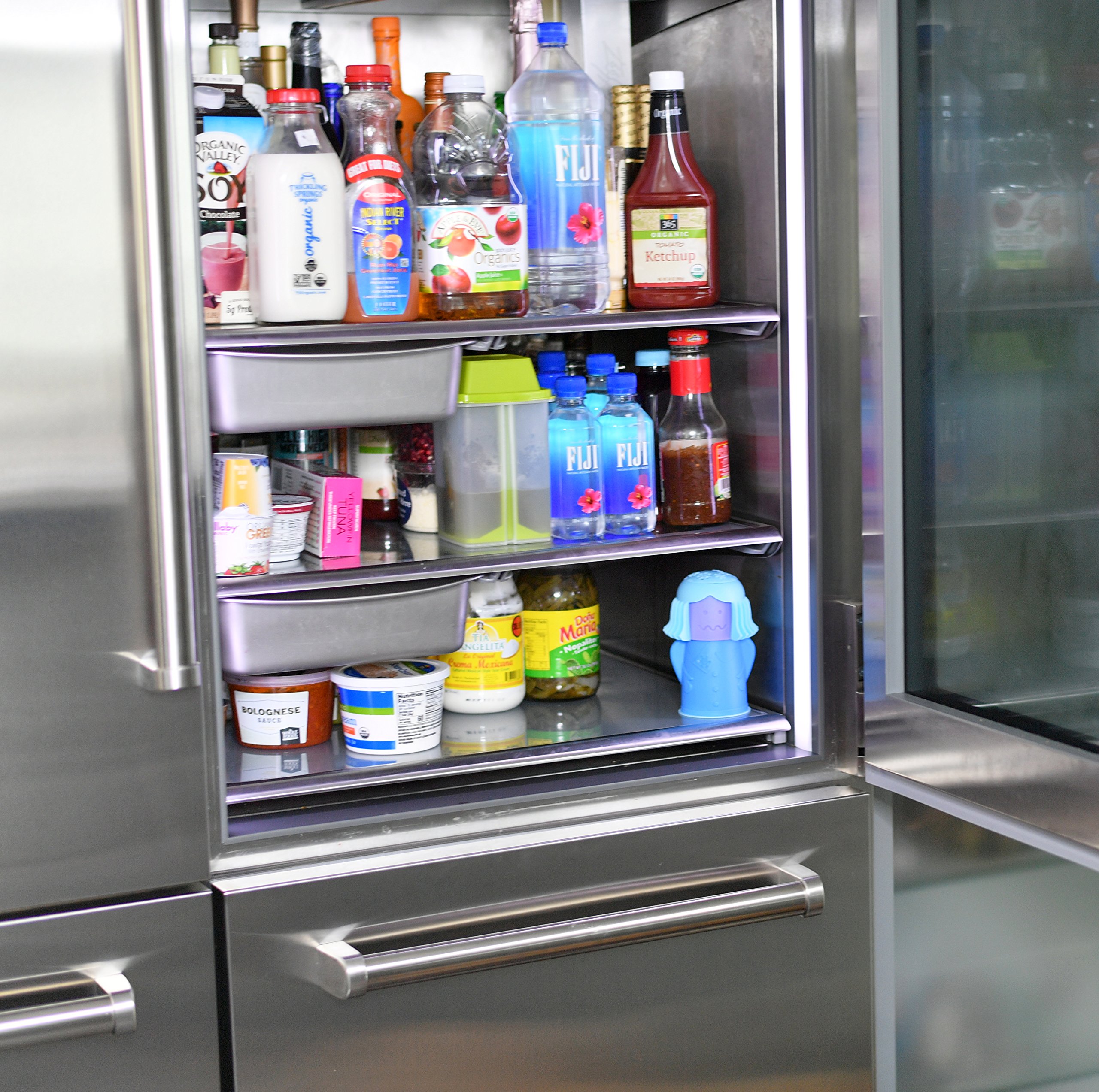 Home-X - Cool Mama Fridge and Freezer Odor Absorber & Freshener, Add Baking Soda to Absorb Funky Odors in the Refrigerator, Blue